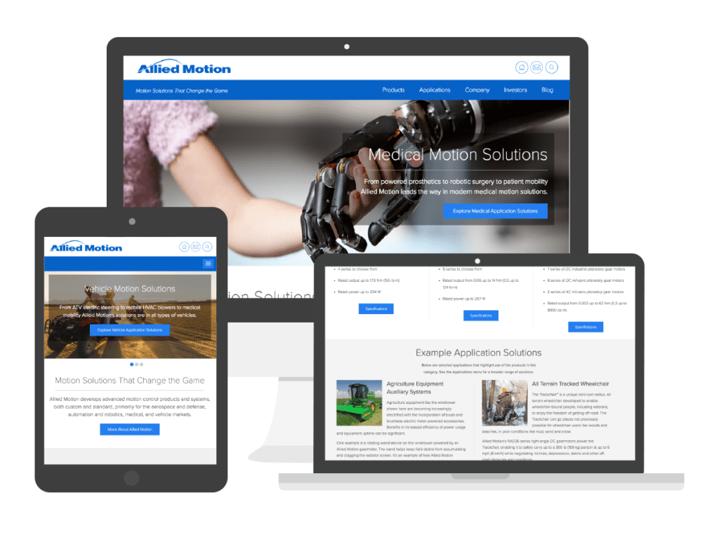 Allied Motion releases new responsive industrial-products website