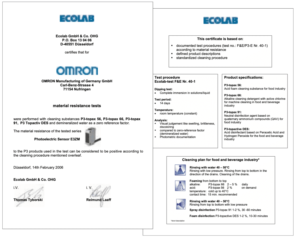 What is Ecolab certification for automation components?