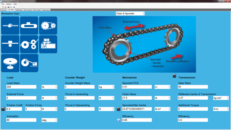 How to size an electric-motor-driven chain-and-sprocket system